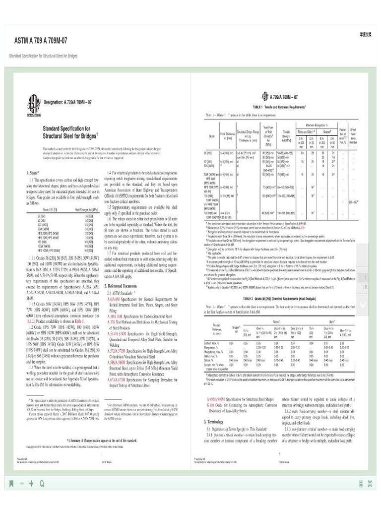 ASTM A709 Standard for Bridge Steel | PDF