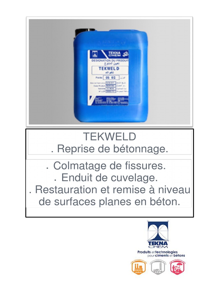 Adhésif TEKWELD pour bétonnage | PDF | Béton | Mortier (matériau)