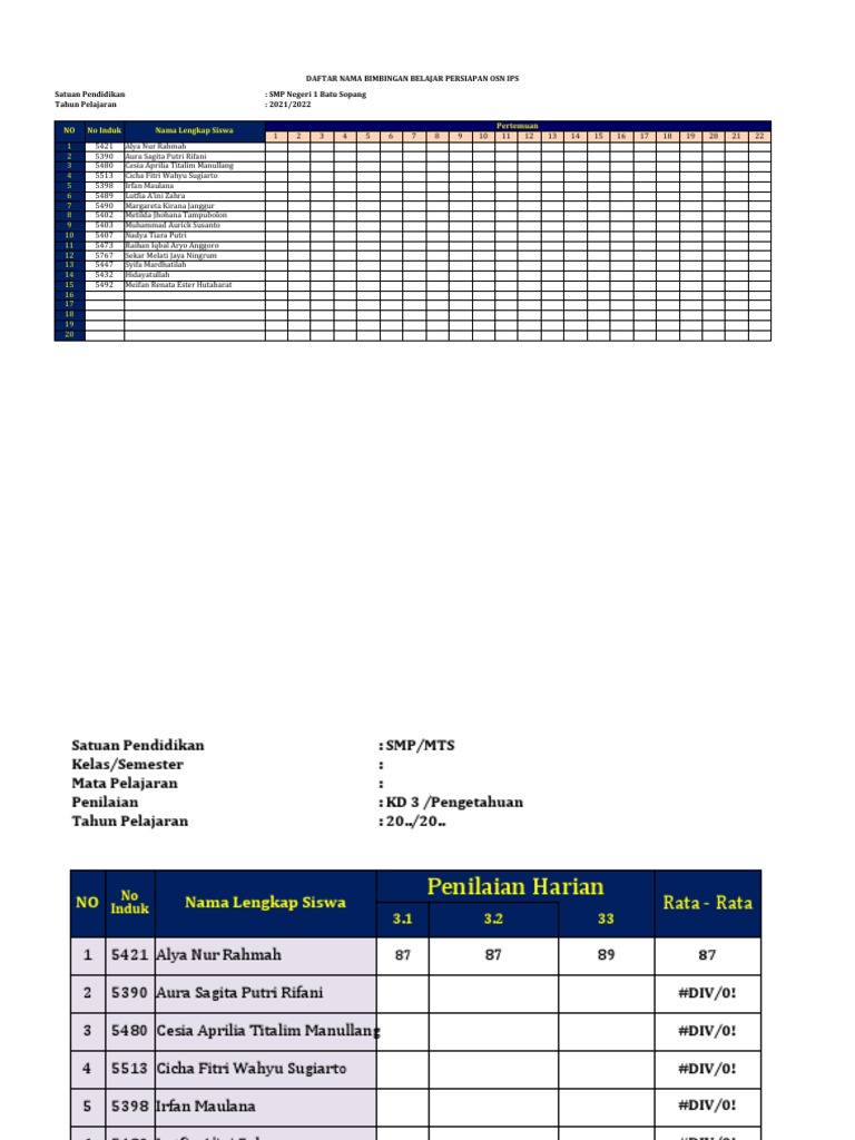 Absensi Bimbel Osn Ips | PDF