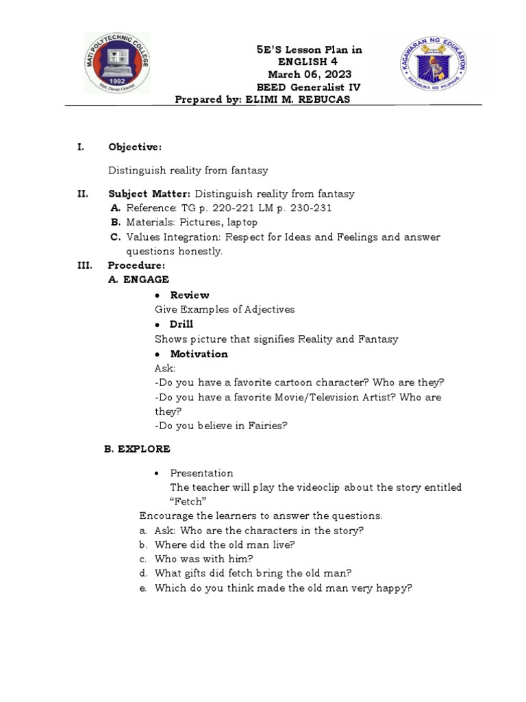 5e's Lesson Plan | PDF | Lesson Plan | Learning