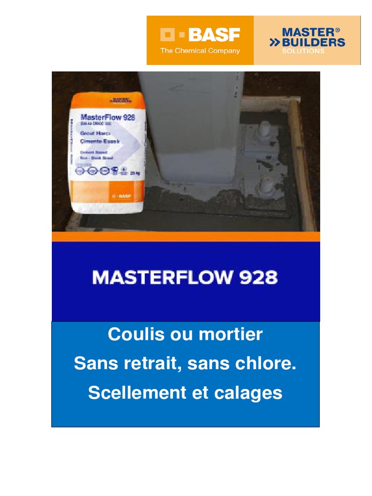 MasterFlow 928 : Coulis sans retrait | PDF | Béton | Mortier (matériau)