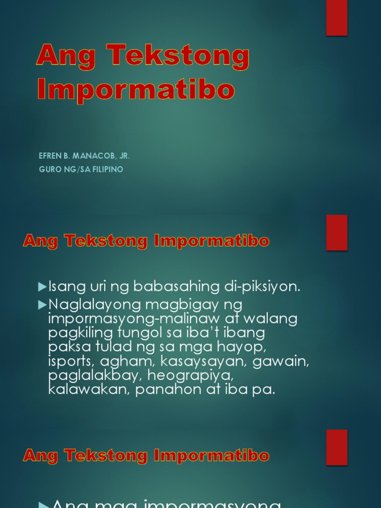 Ang Tekstong Impormatibo | PDF