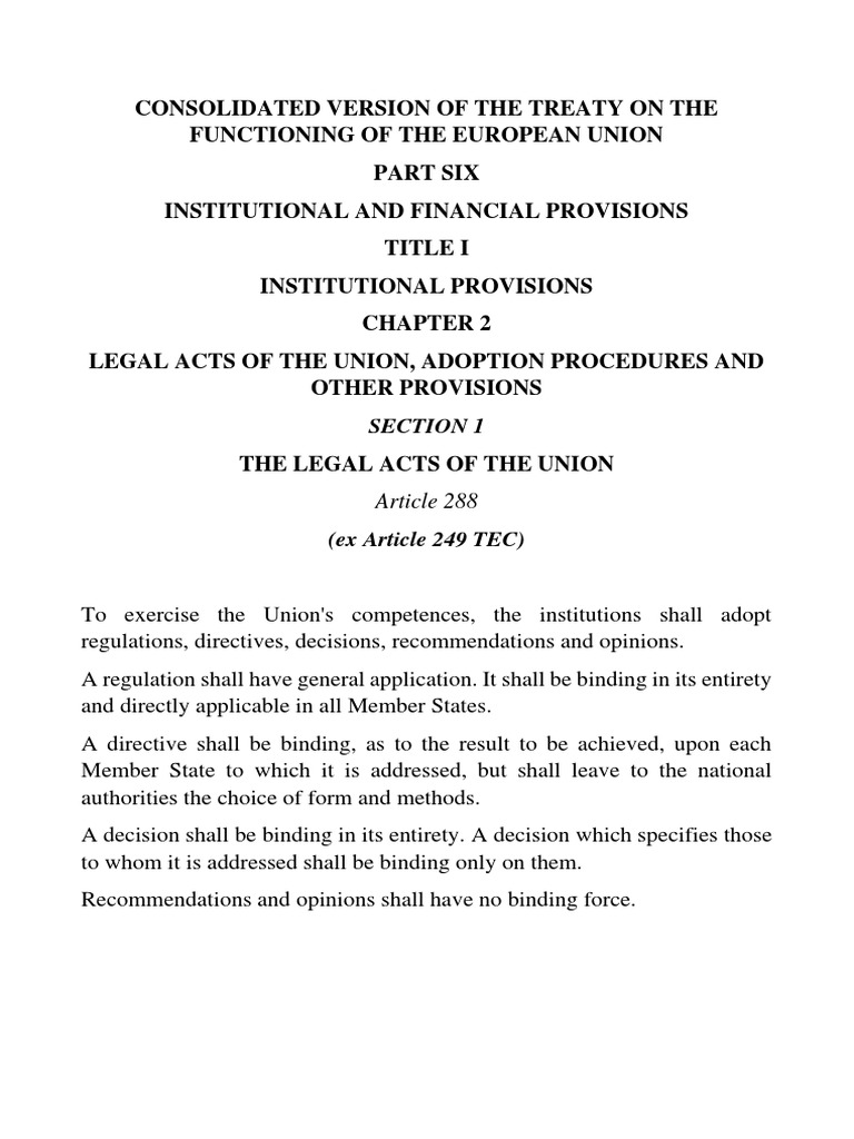 Article 288 TFEU | PDF