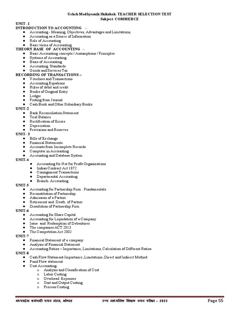Commerce Syllabus | PDF | Business | Accounting