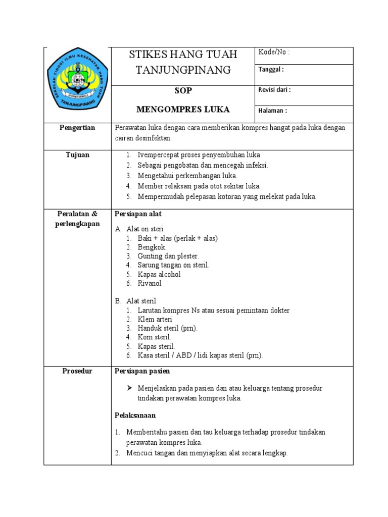 Sop Mengompres Luka | PDF