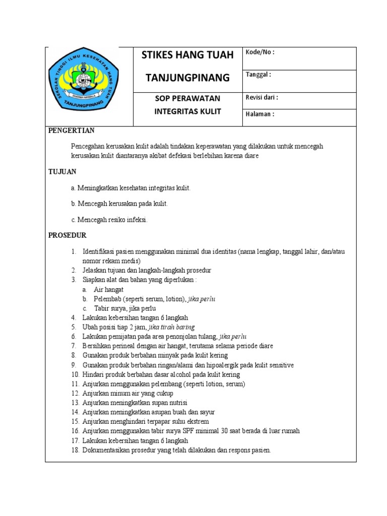 Sop Perawatan Integritas Kulit | PDF