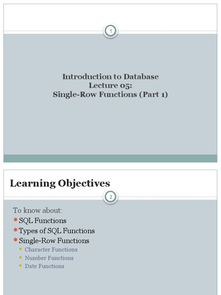 Lecture05 SingleRowFunctions Part1 | PDF | Sql | Software Development