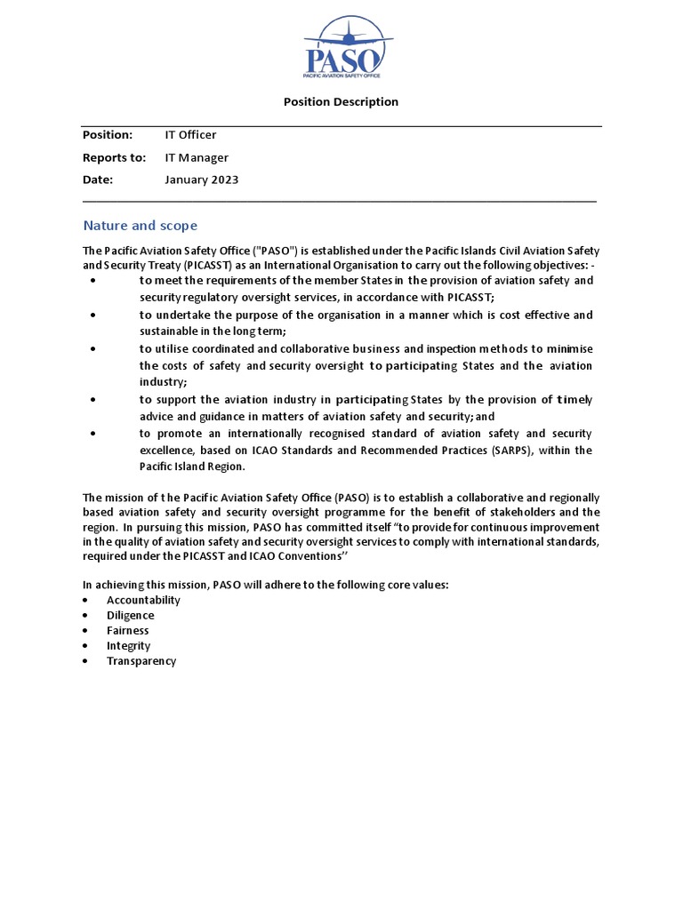 IT Officer Job Description | PDF | Information | Behavior