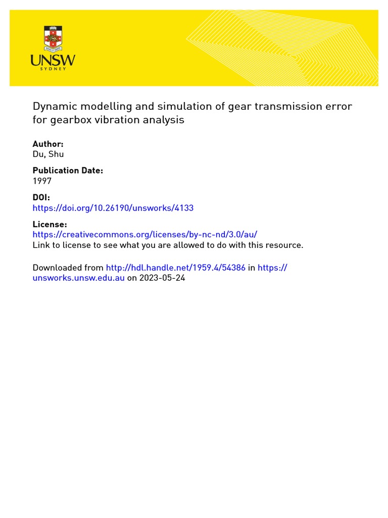 Dynamic Modelling and Simulation of Gear Transmission Error For Gearbox Vibration Analysis | PDF ...