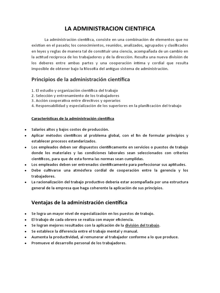 La Administracion Cientifica | PDF | Economias | Business