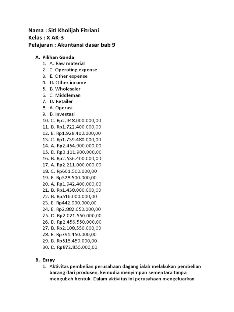Pilgan Dan Essay | PDF | Bisnis | Pengelolaan Keuangan & Uang