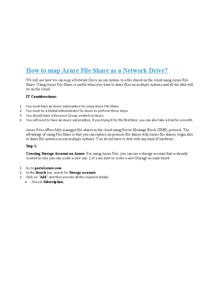 Azure File Share | PDF | Computer File | Cloud Computing