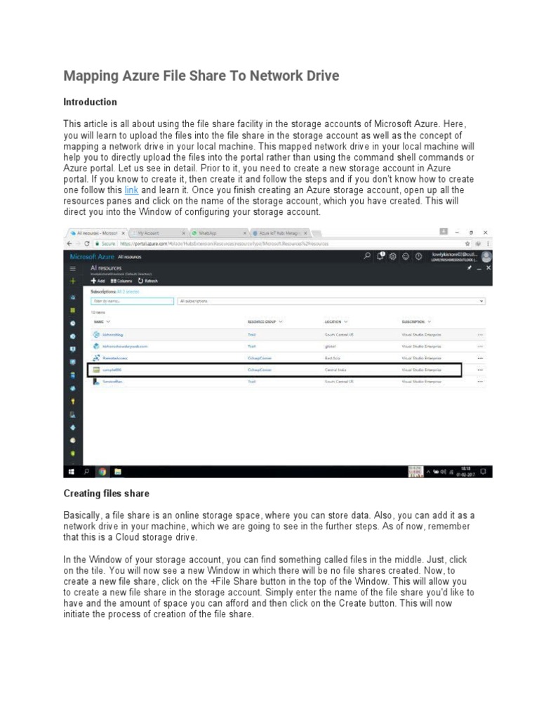 Complete Azure File Share Step by Step Guide | PDF