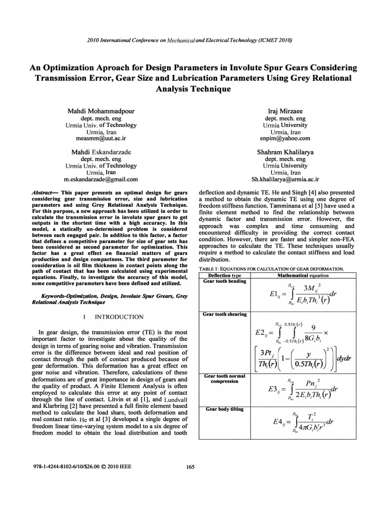 Optimizing Involute Spur Gear Design | PDF | Gear | Matrix (Mathematics)