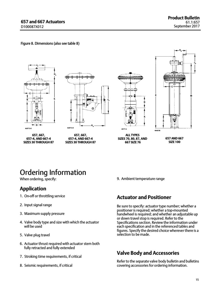 Ordering Information: 657 and 667 Actuators Product Bulletin | PDF
