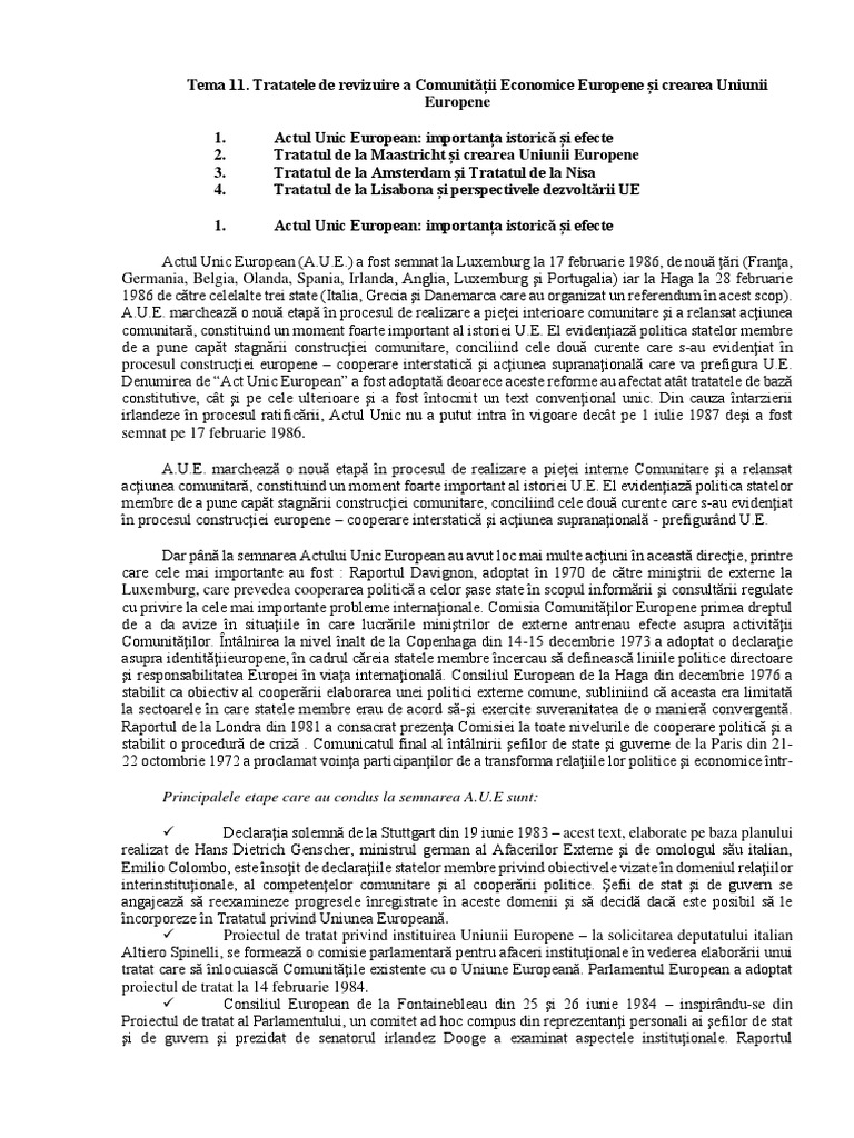 Tema Tratate Fondatoare UE | PDF