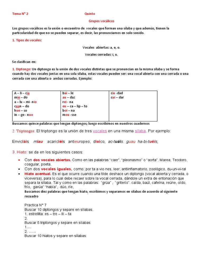 Diptongos e Hiatos | PDF