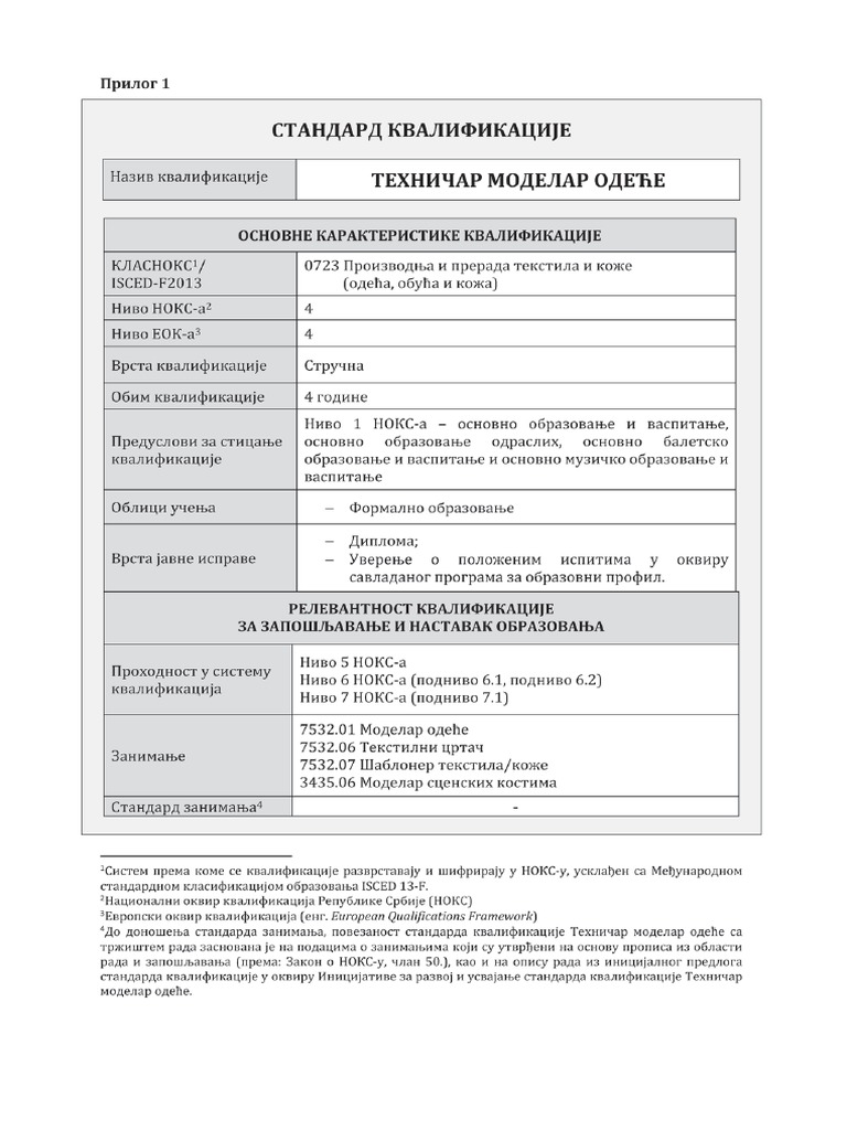 Tehnicar Modelar Odece SK | PDF