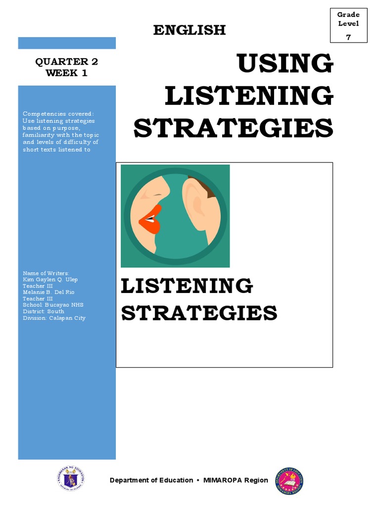 Module 1-Listening Strategies-07-02-2020 | PDF | Reading Comprehension ...