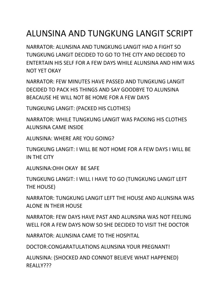 Alunsina and Tungkung Langit Script | PDF