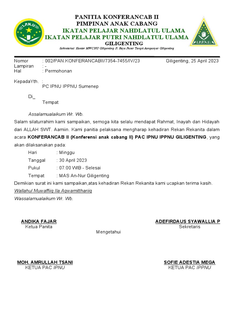 Surat Pac Permohonan | PDF