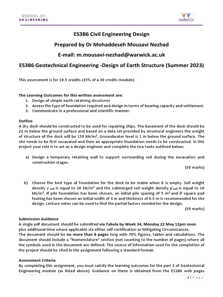 ES3B6 - Written Assignment - Summer - 2022-23-2 | PDF | Foundation ...