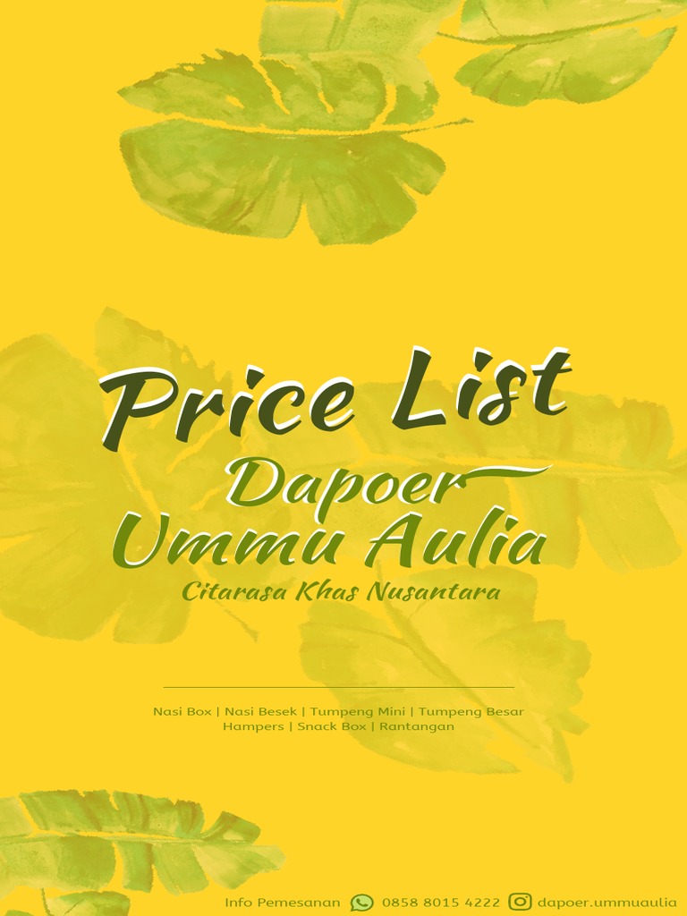 Daftar Harga Dapoer Ummu Aulia | PDF