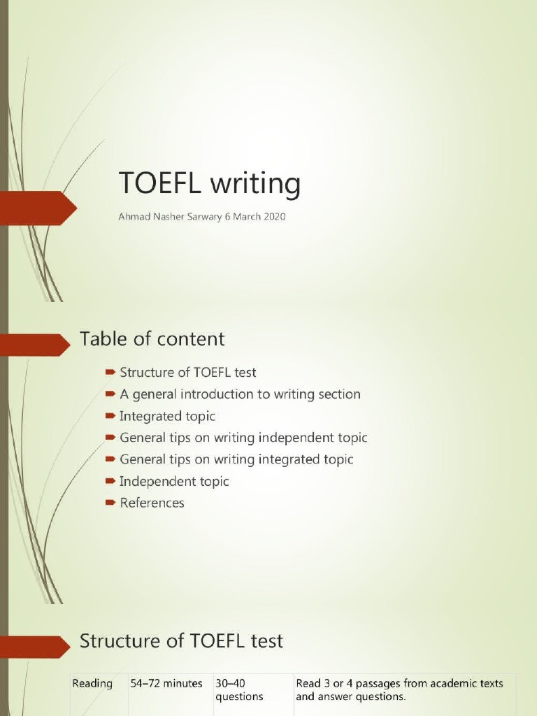 An Overall Study of Toefl Writing | PDF