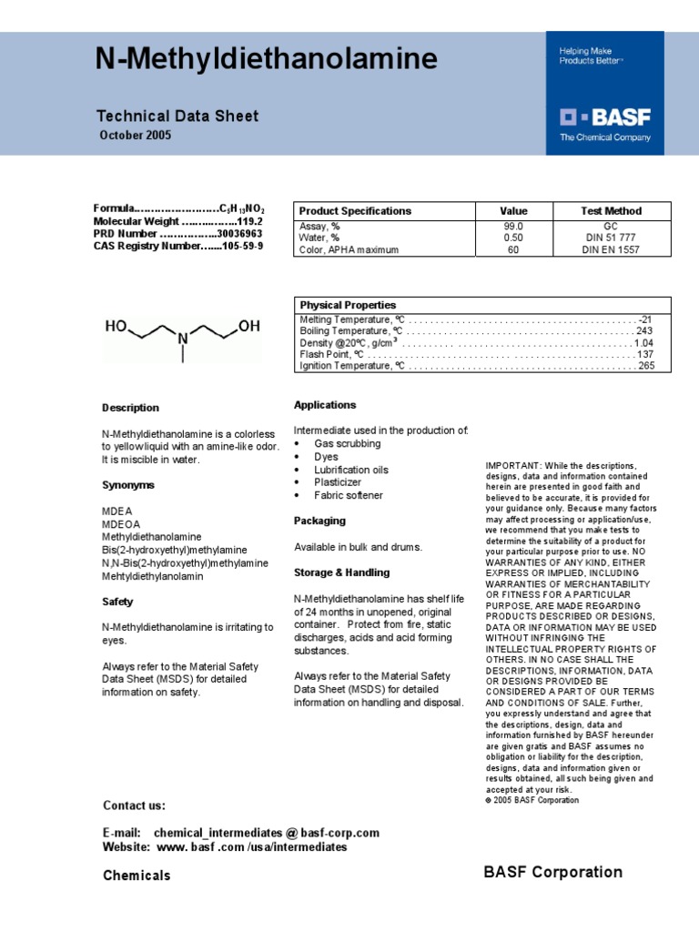 Mdea Basf | PDF | Materials | Physical Sciences