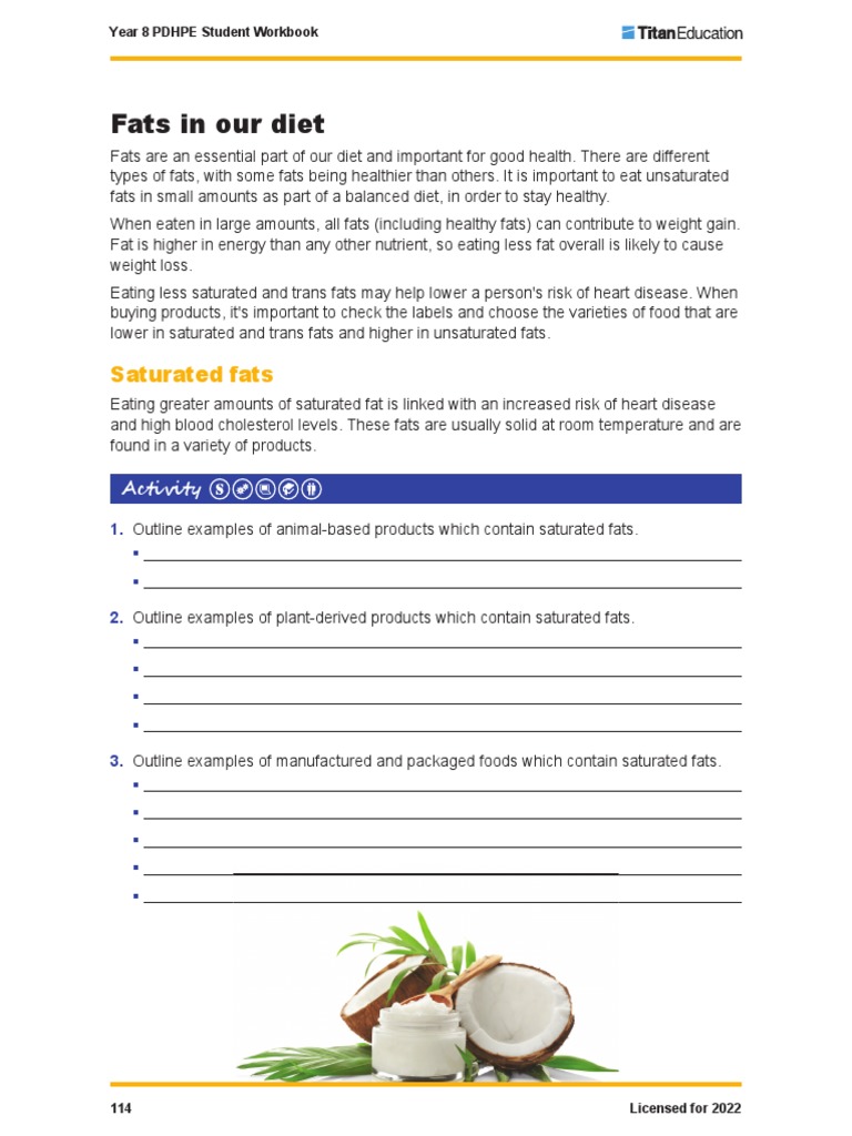 Year 8 Unit 2 Eat Right, Live Strong 18-19 | PDF | Fat | Saturated Fat