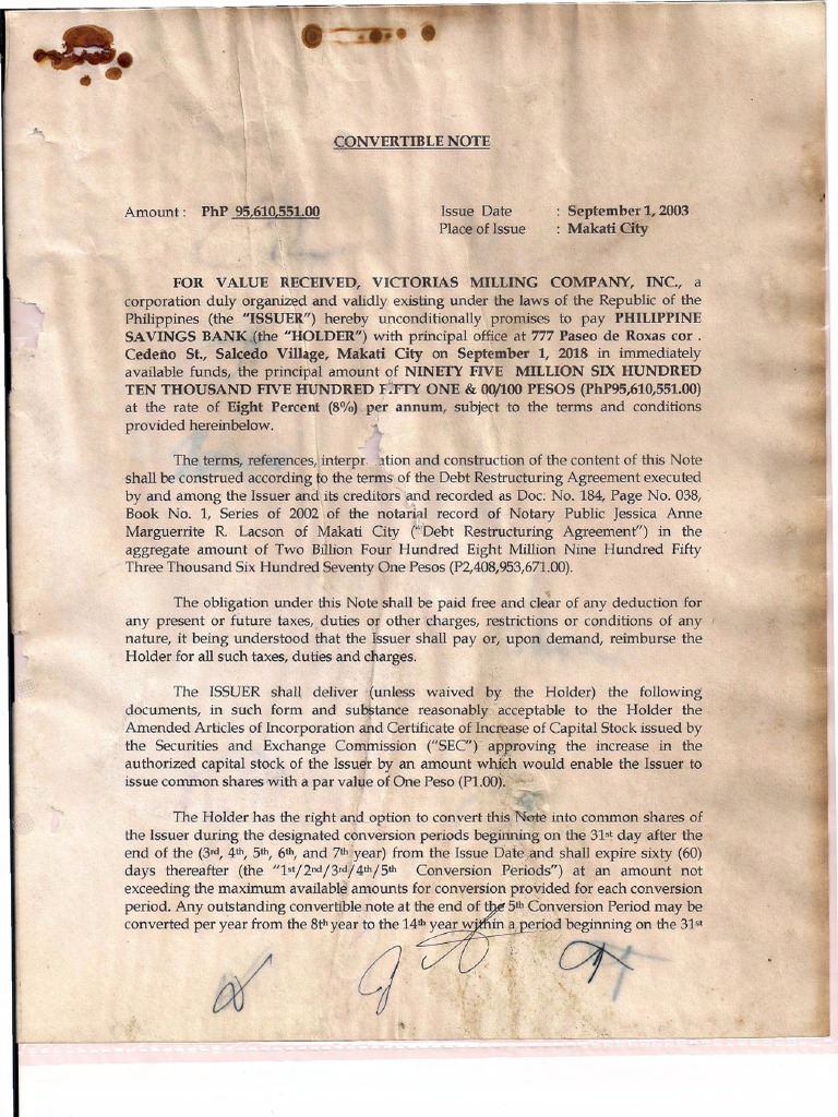 Convertible Notes and POR (Part4 p35-49) | PDF