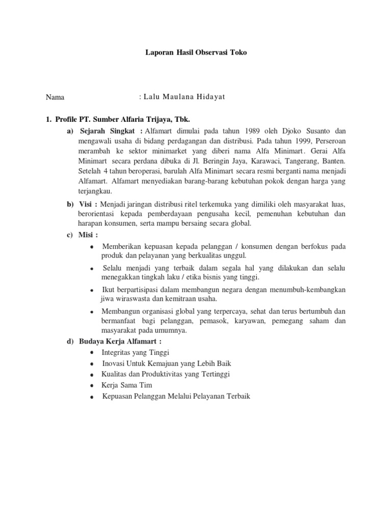 Laporan Hasil Observasi Lalu Maulana Hidayat | PDF