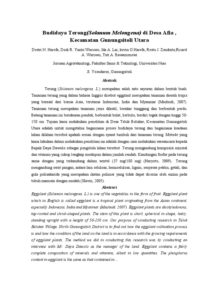 Jurnal Budidaya Terong | PDF
