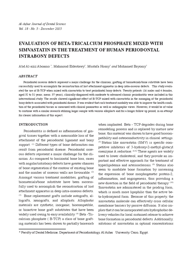 EVALUATION OF BETA-TRICALCIUM PHOSPHATE MIXED WITH | PDF | Periodontology | Medical Specialties