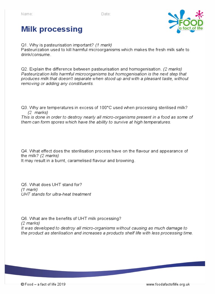 Distance Learning Milk Worksheet | PDF