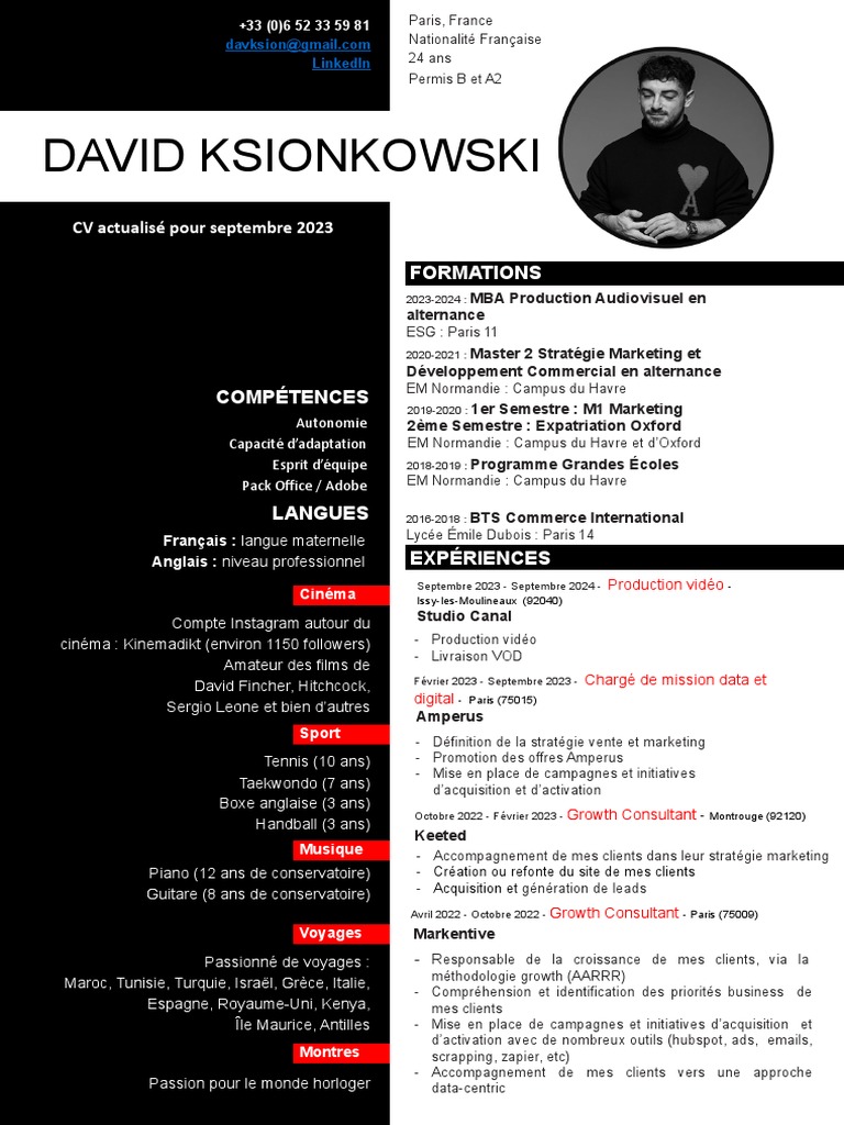 CV Actualisé - David Ksionkowski | PDF