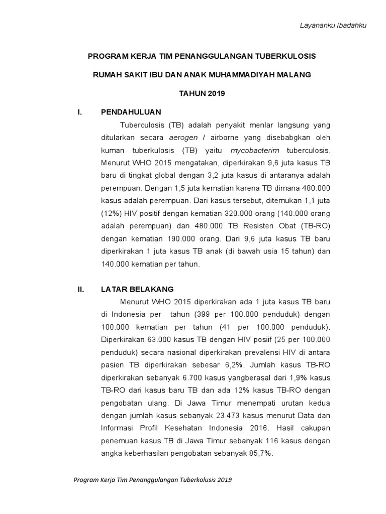 Program Kerja Tim Penanggulangan Tuberkulosis | PDF