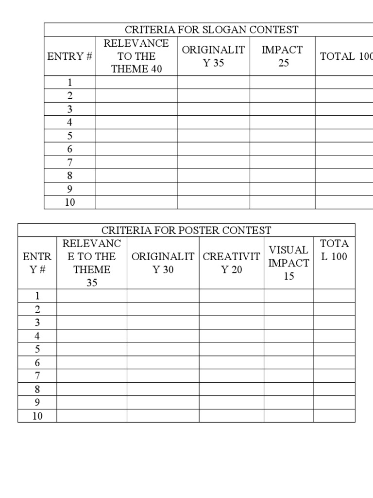 Criteria For Slogan Contest | PDF Criteria For Slogan Contest | PDF