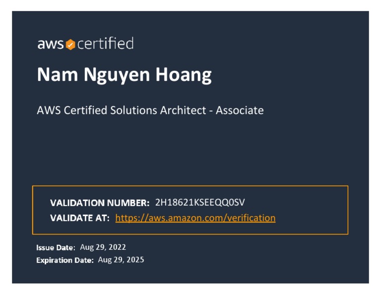AWS Certified Solutions Architect - Associate Certificate | PDF