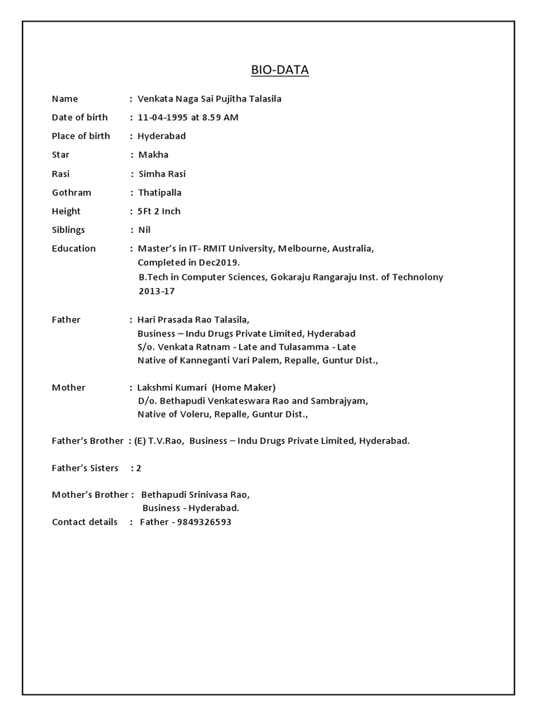 Pujitha Biodata | PDF
