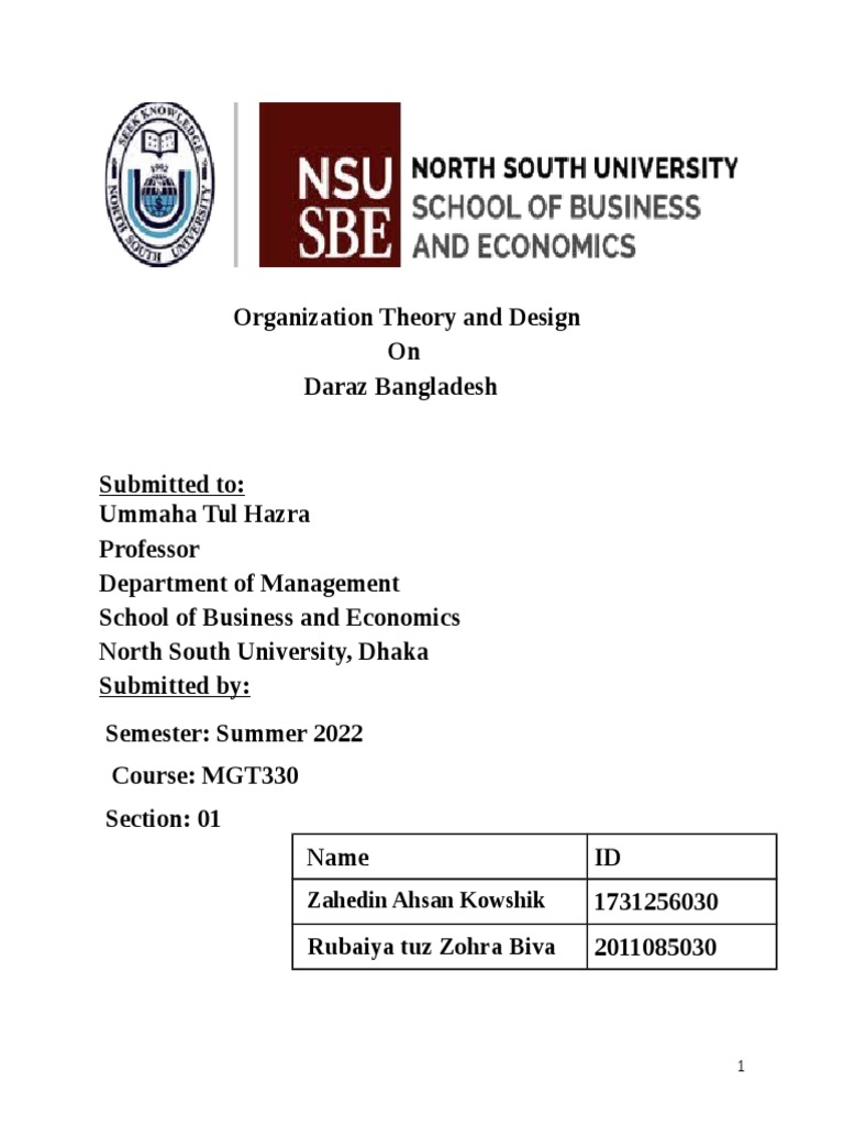 Organization Theory and Design On Daraz Bangladesh 1 | PDF ...