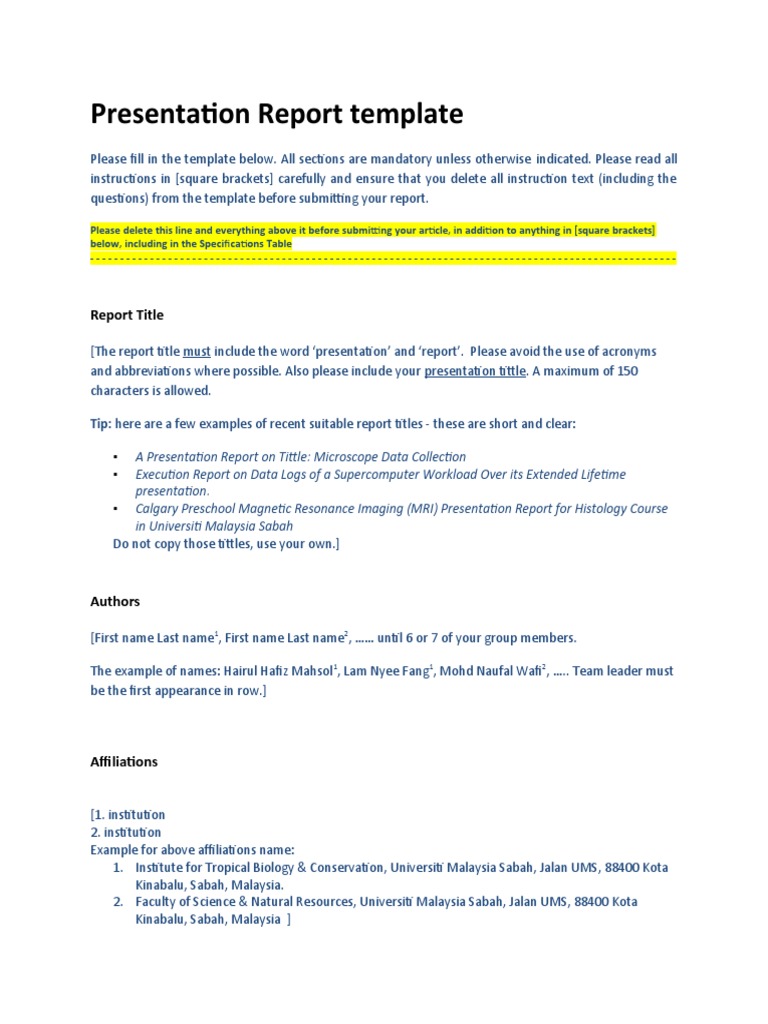 Presentation Report Template 1.0 | PDF | Abstract (Summary)