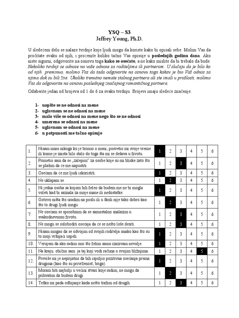 Jeffrey Young, PH.D.: Ysq - S3 | PDF