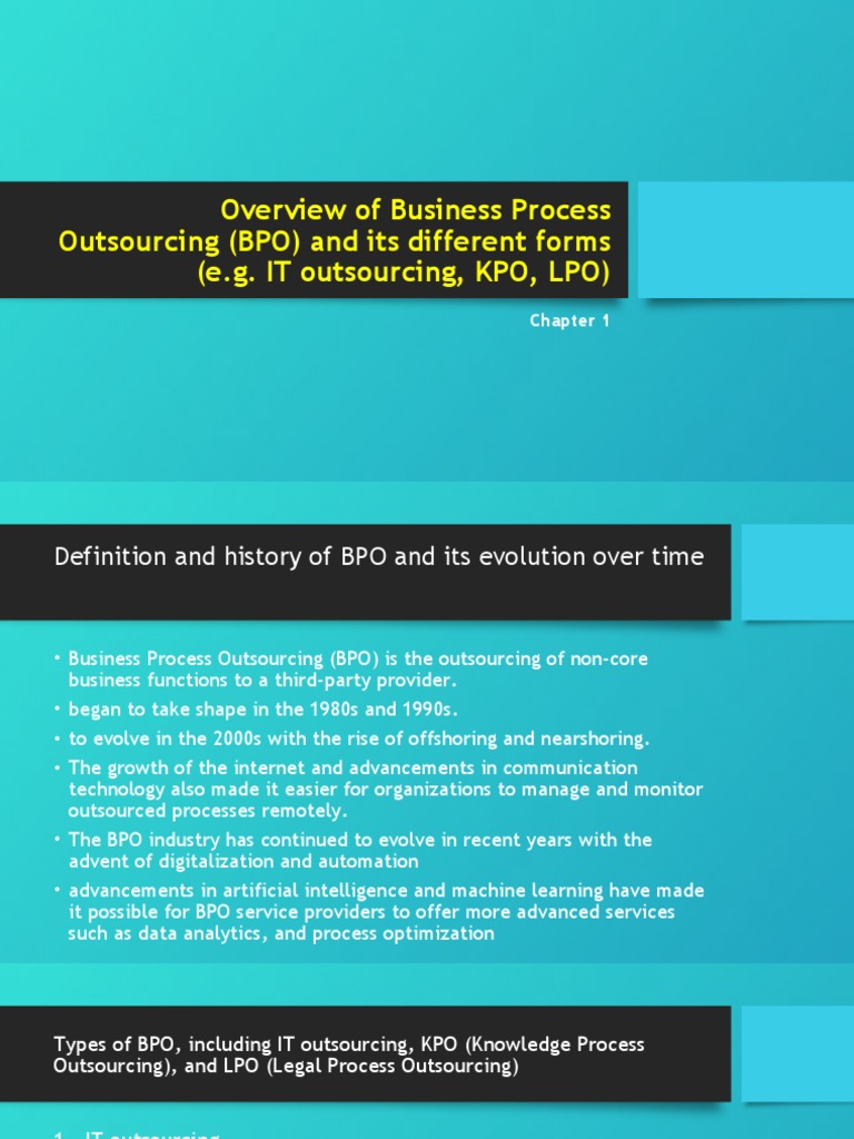 Chapter 1 Overview of Business Process Outsourcing (BPO) | PDF ...
