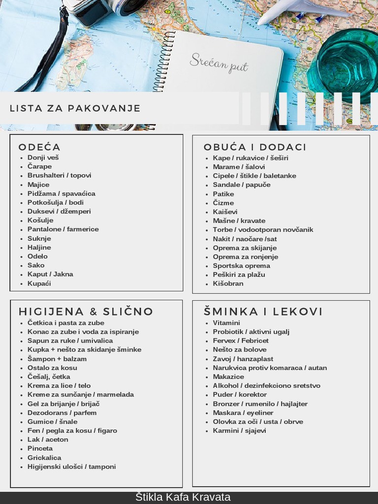 LISTA-ZA-PAKOVANJE-ŠTIKLA-KAFA-KRAVATA-PAKOVANJE | PDF
