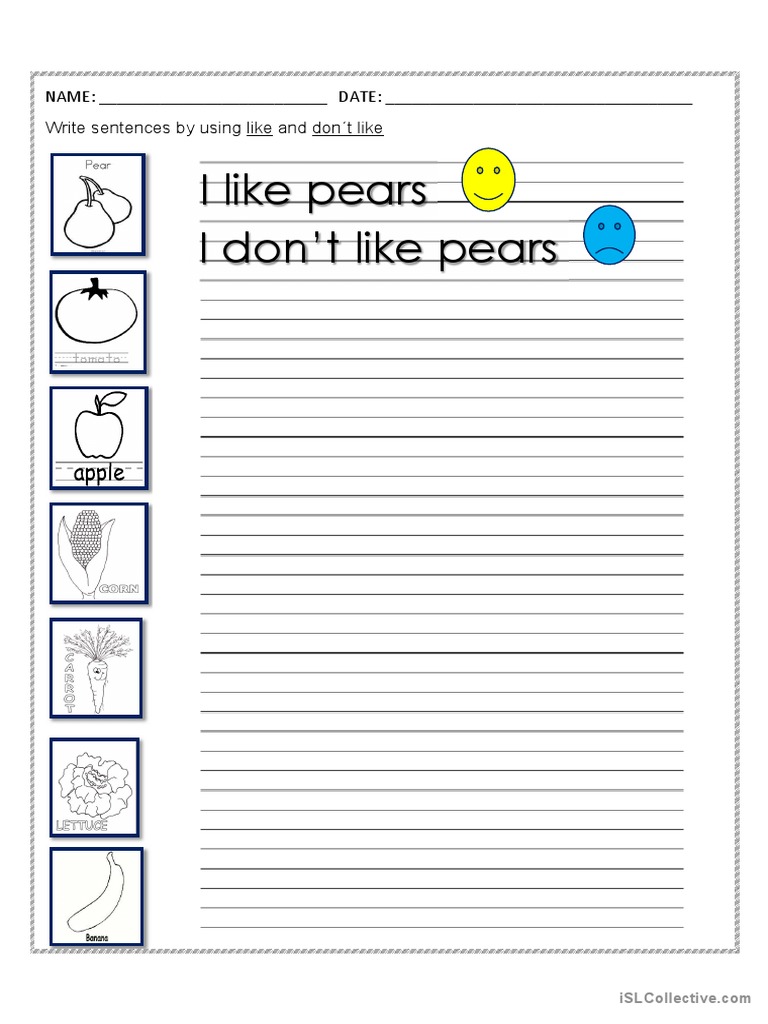 Fruits and vegetables - likes and dislikes | PDF