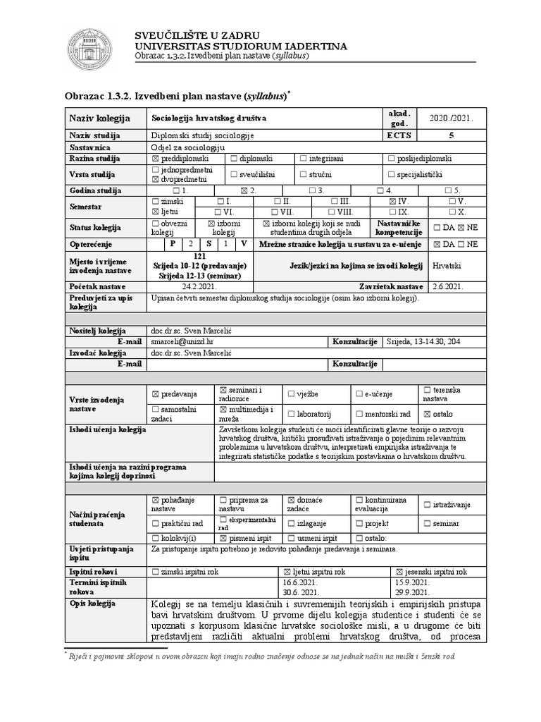 Izvedbeni Plan SHD 2020 - 2021 - 1 | PDF