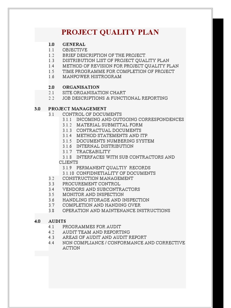 Example Quality Plan | Quality Assurance | Construction Management ...