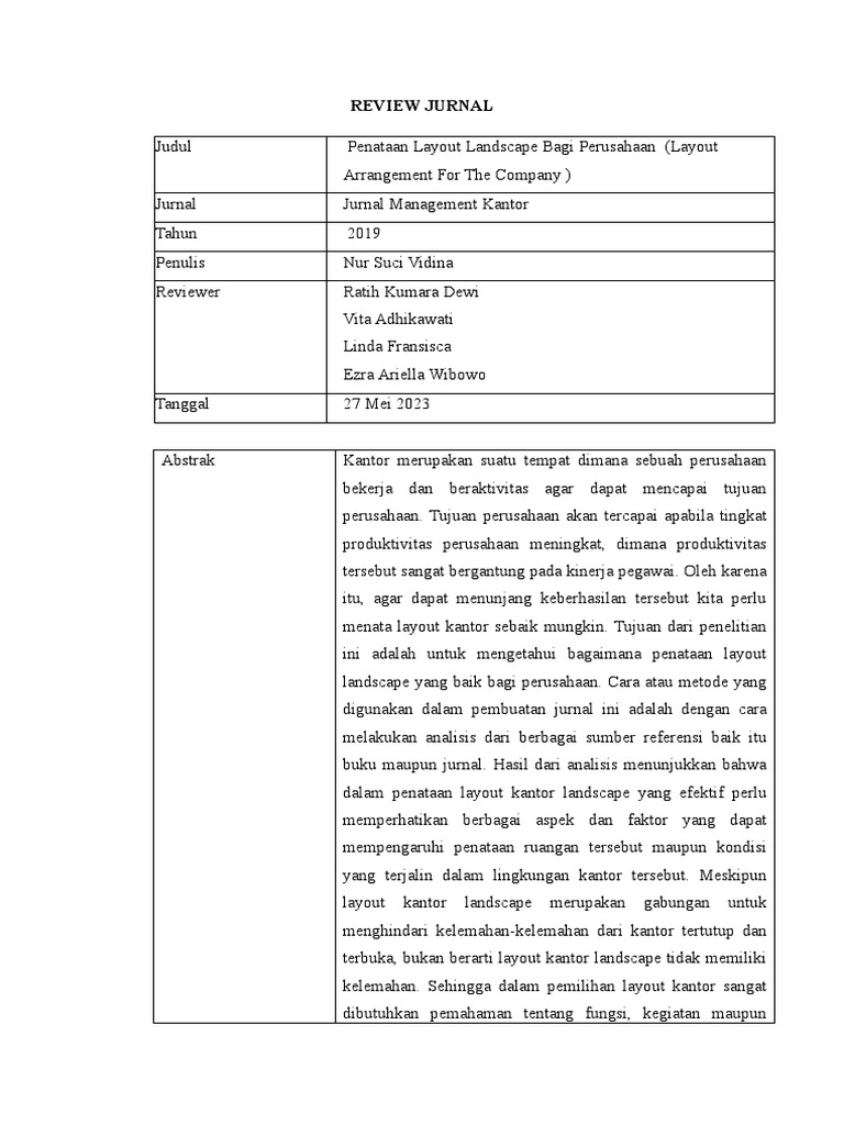REVIEW JURNAL PART 8 Penataan Layout Landscape Bagi Perusahaan | PDF