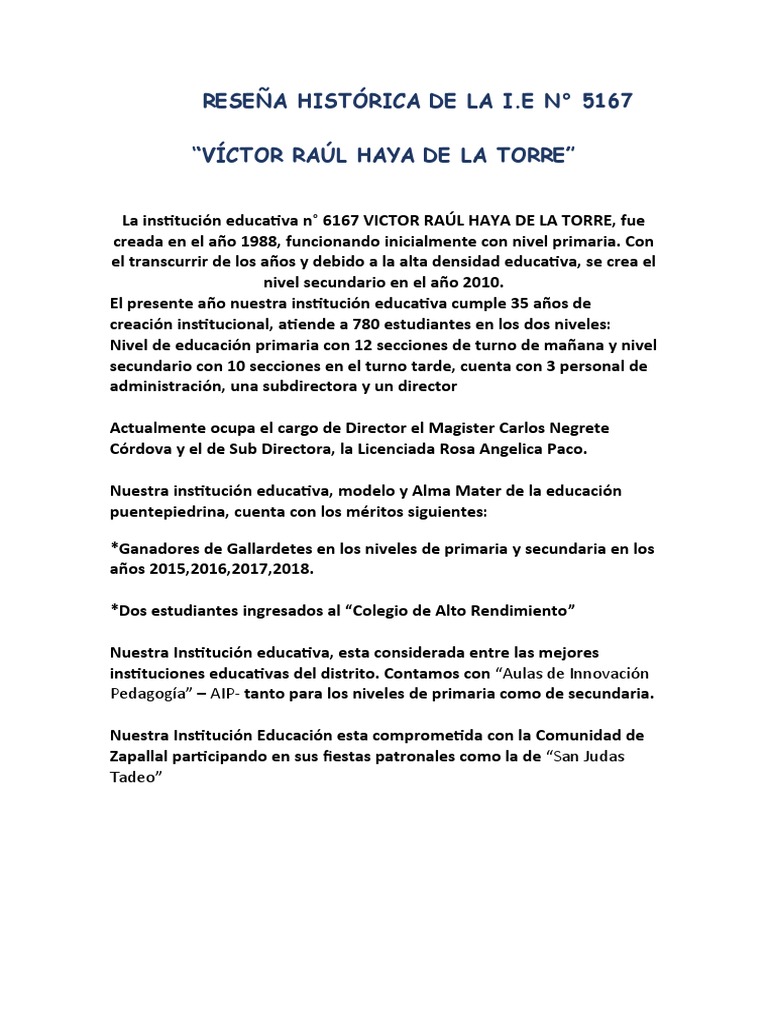 RESEÑA HISTÓRICA DE LA I | PDF